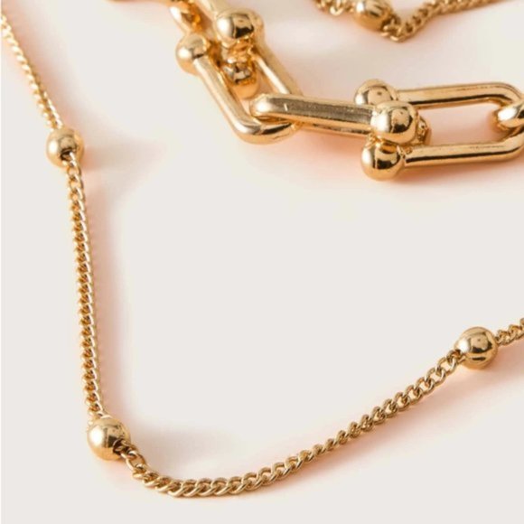 Jewelry | Gold Color Link Chain Three Layer Necklace | Poshmark